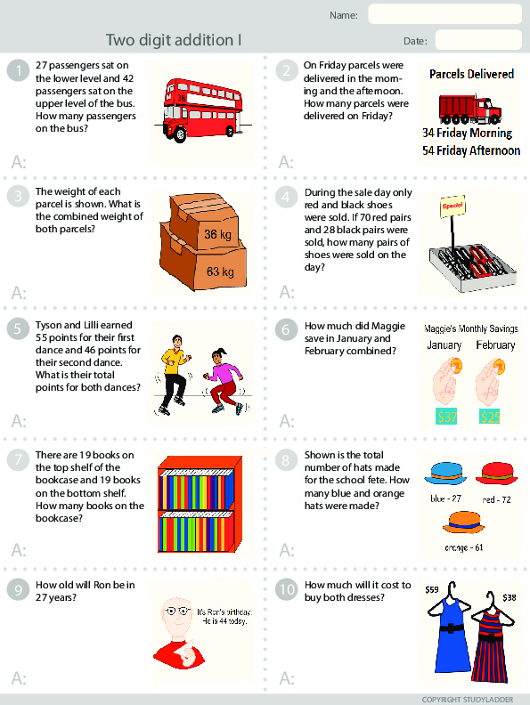 Adding Two Digit Numbers problem Solving Studyladder Interactive