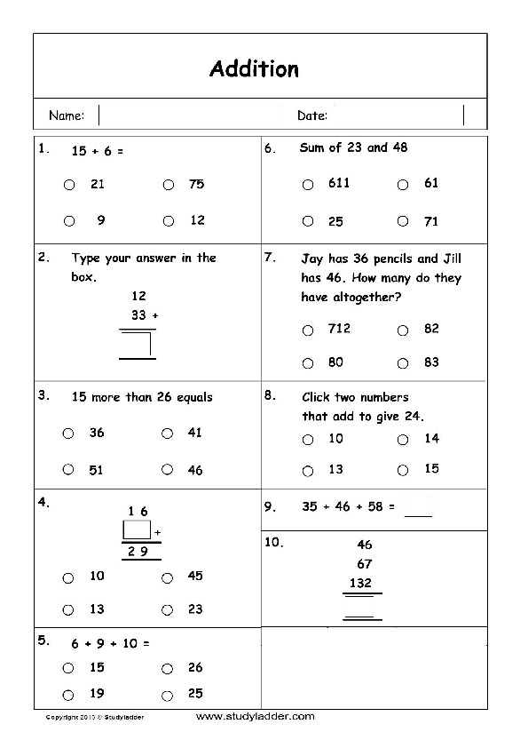 Addition Problem Solving Studyladder Interactive Learning Games