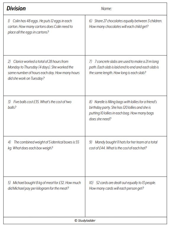 Division Facts problem Solving Studyladder Interactive Learning Games