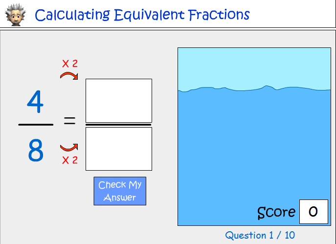 Calculating Equivalent Fractions Studyladder Interactive Learning Games