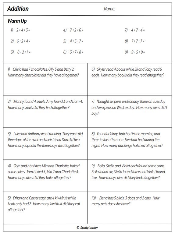 Adding 3 Single Digit Numbers problem Solving Studyladder Interactive Learning Games